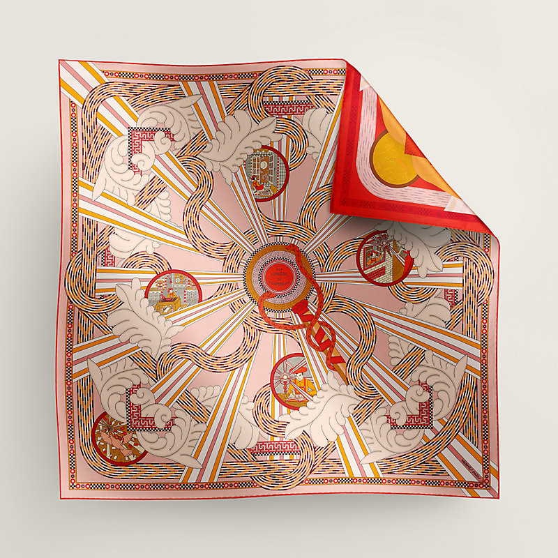 A la Lumiere du Flambeau double face scarf 90 - Pink | Hermès